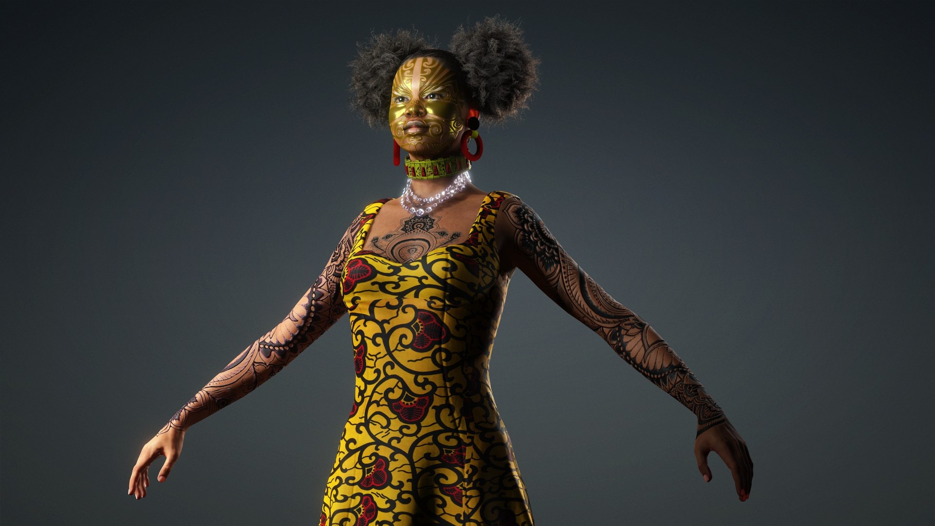 3D Model African Golden Woman - 3D Character Model - TurboSquid 2277037