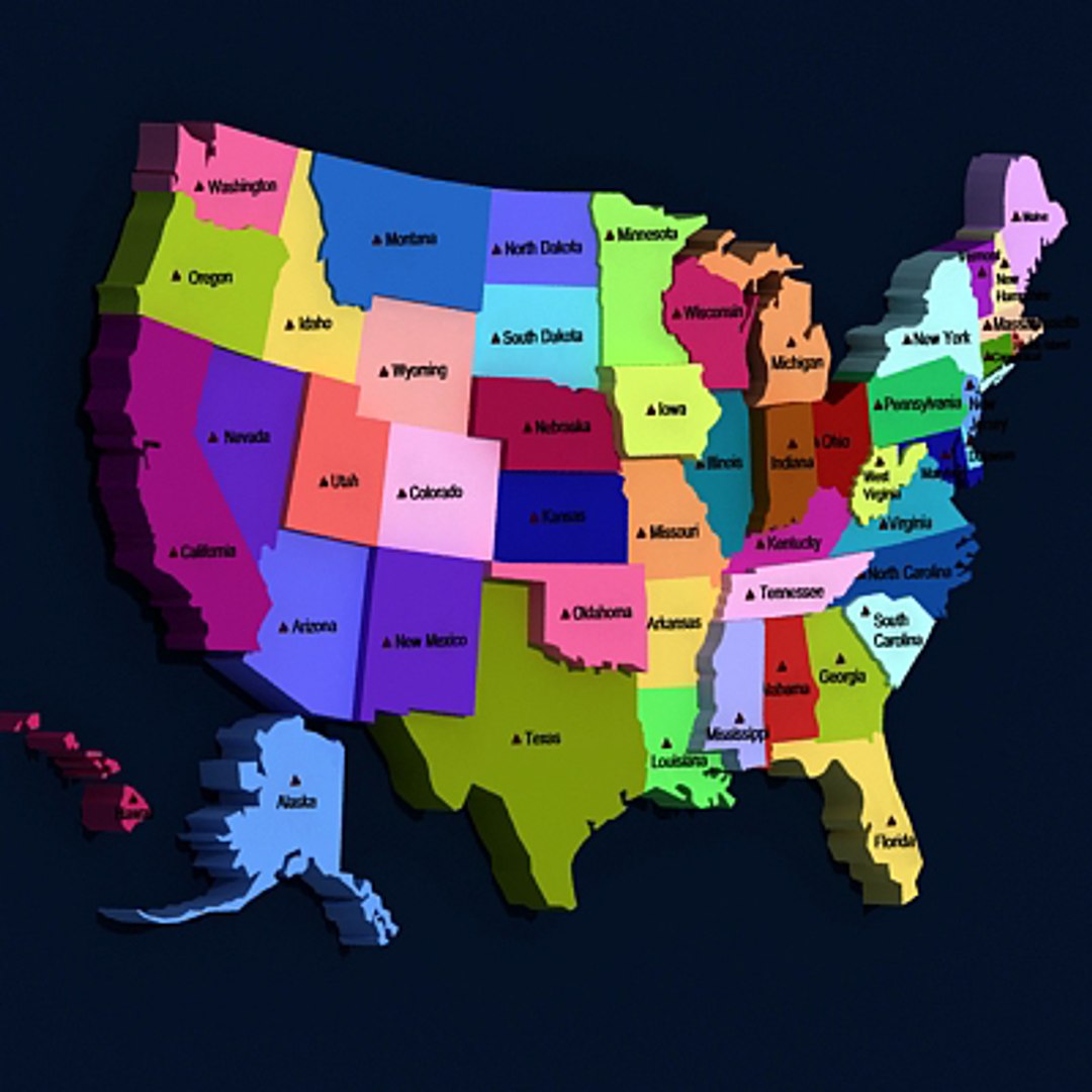 3d Model Of Political Usa States