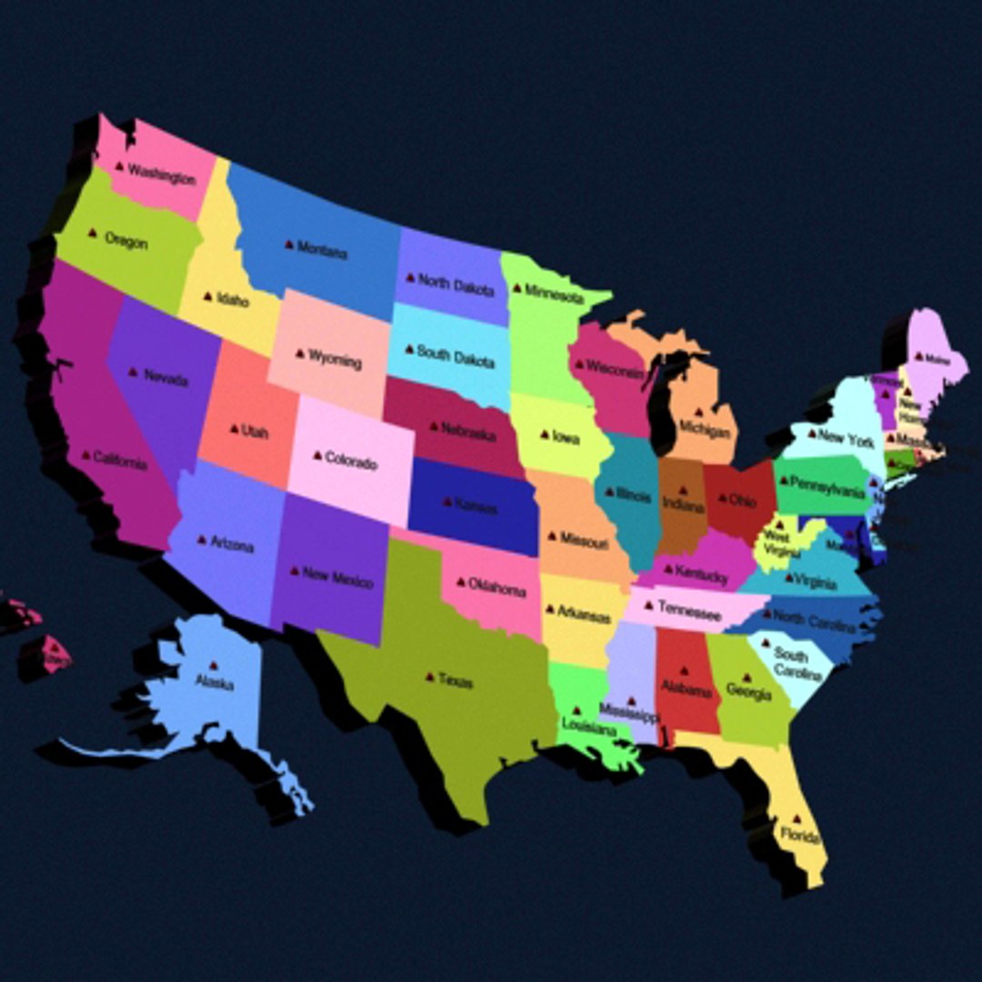 3d Model Of Political Usa States