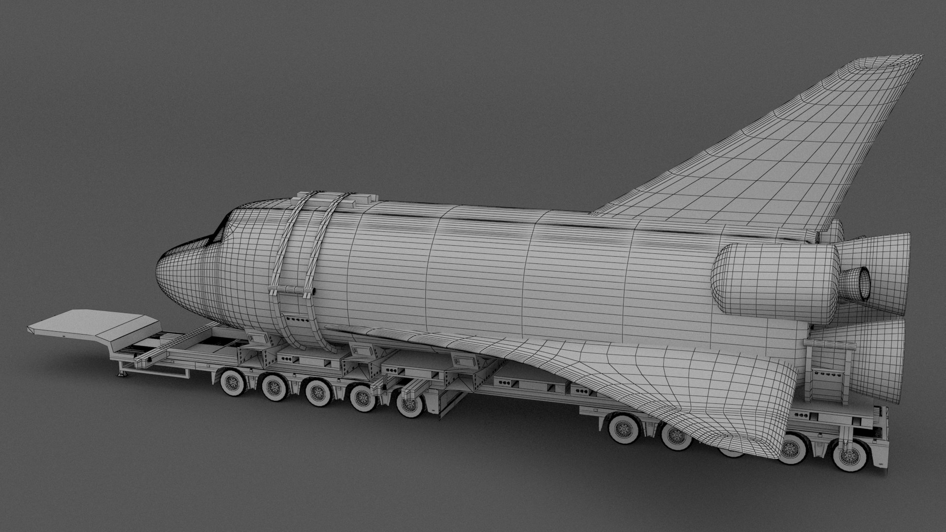 Lowboy Trailer With Space Shuttle 3D - TurboSquid 1972929