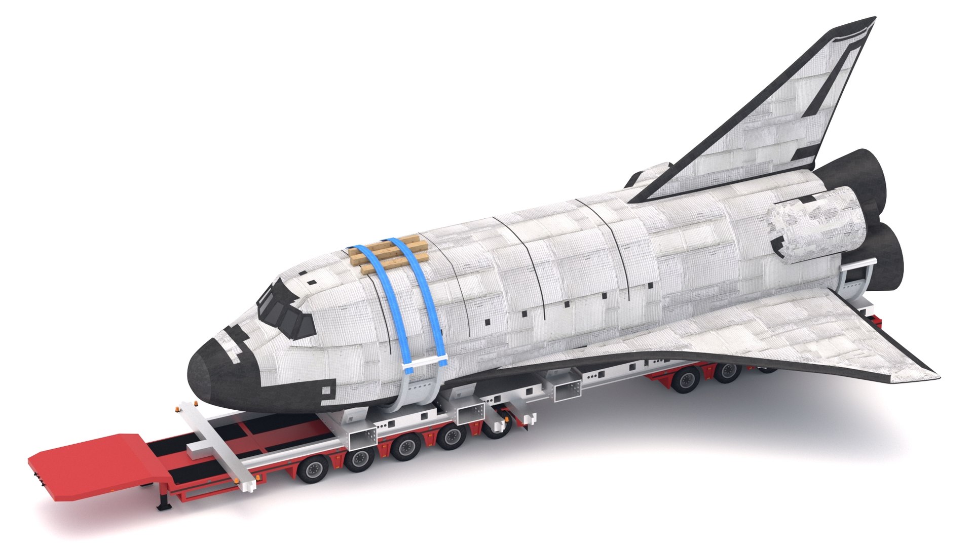 Lowboy Trailer With Space Shuttle 3D - TurboSquid 1972929