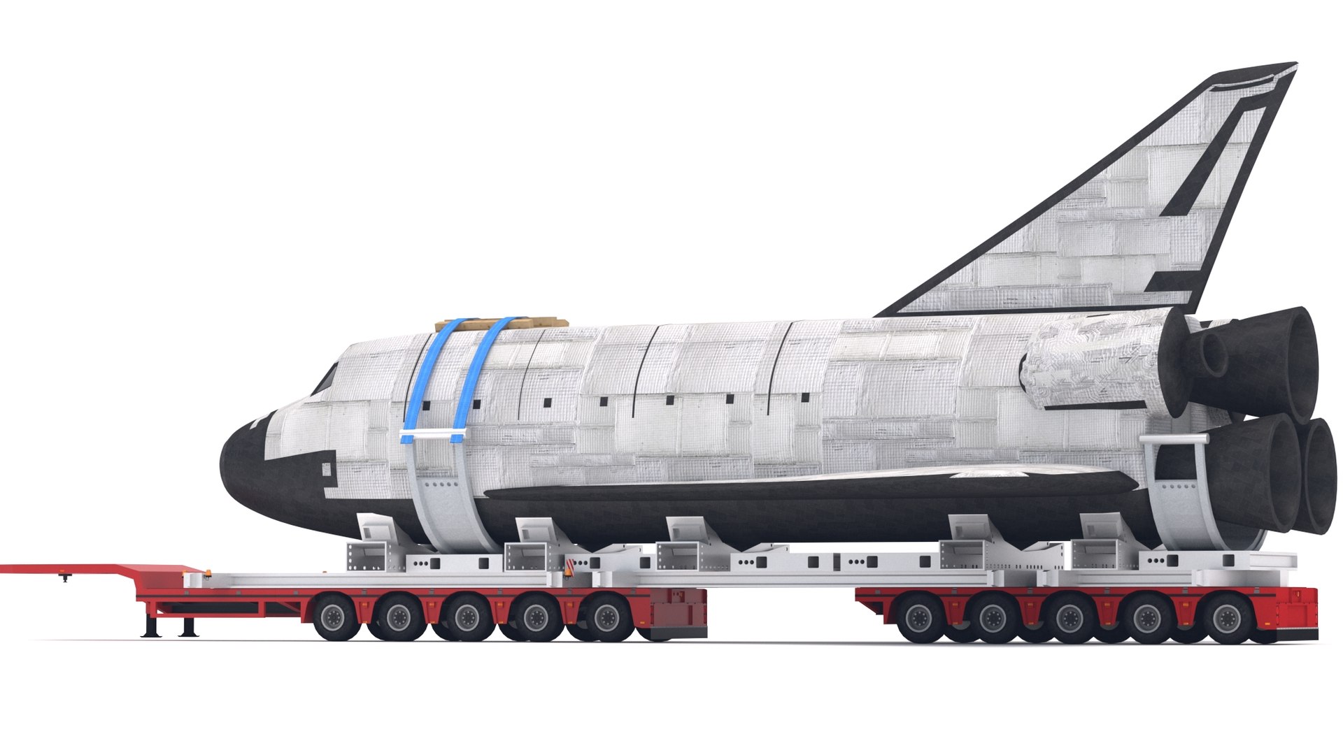 Lowboy Trailer With Space Shuttle 3D - TurboSquid 1972929