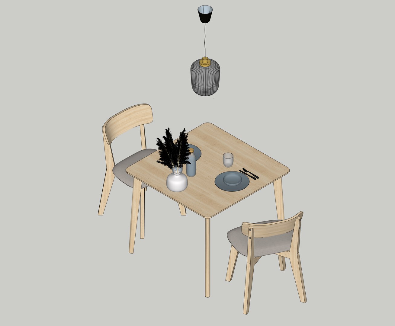 Dining Set IKEA LISABO 3D - TurboSquid 2400406