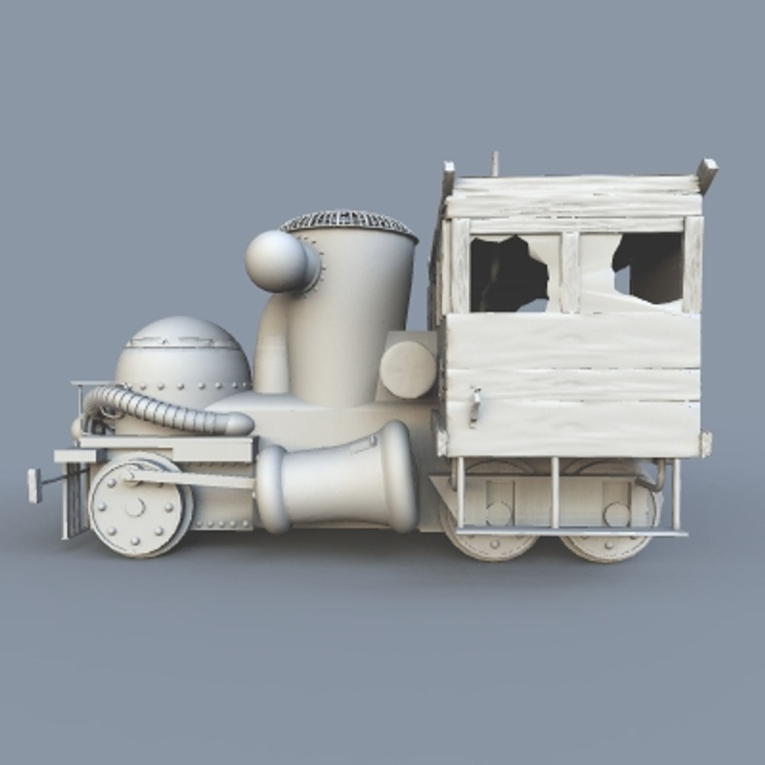 Old Derelict Fantasy Steam Engine 3d Model