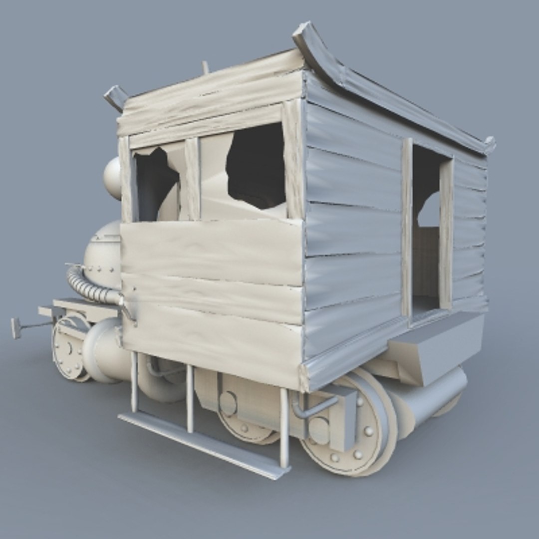 Old Derelict Fantasy Steam Engine 3d Model