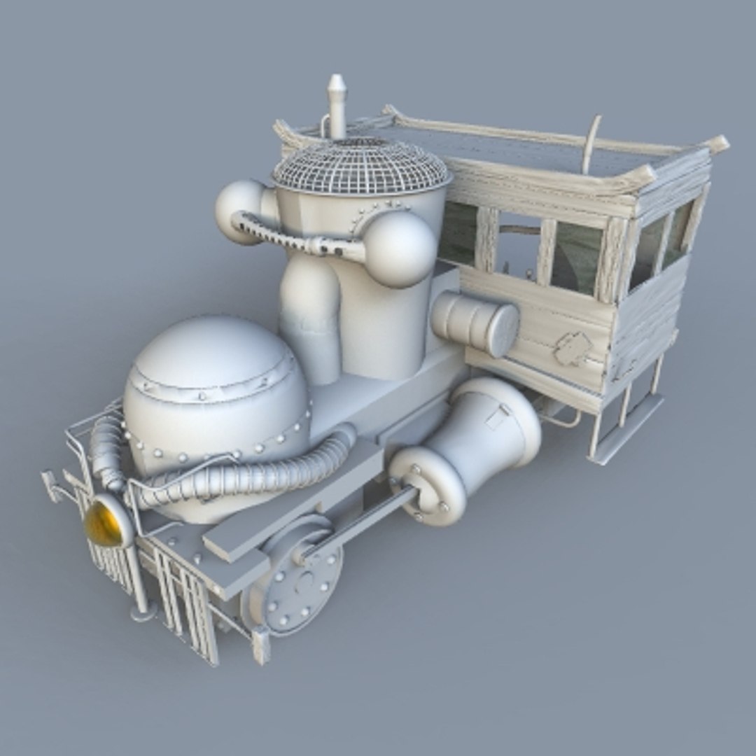 Old Derelict Fantasy Steam Engine 3d Model