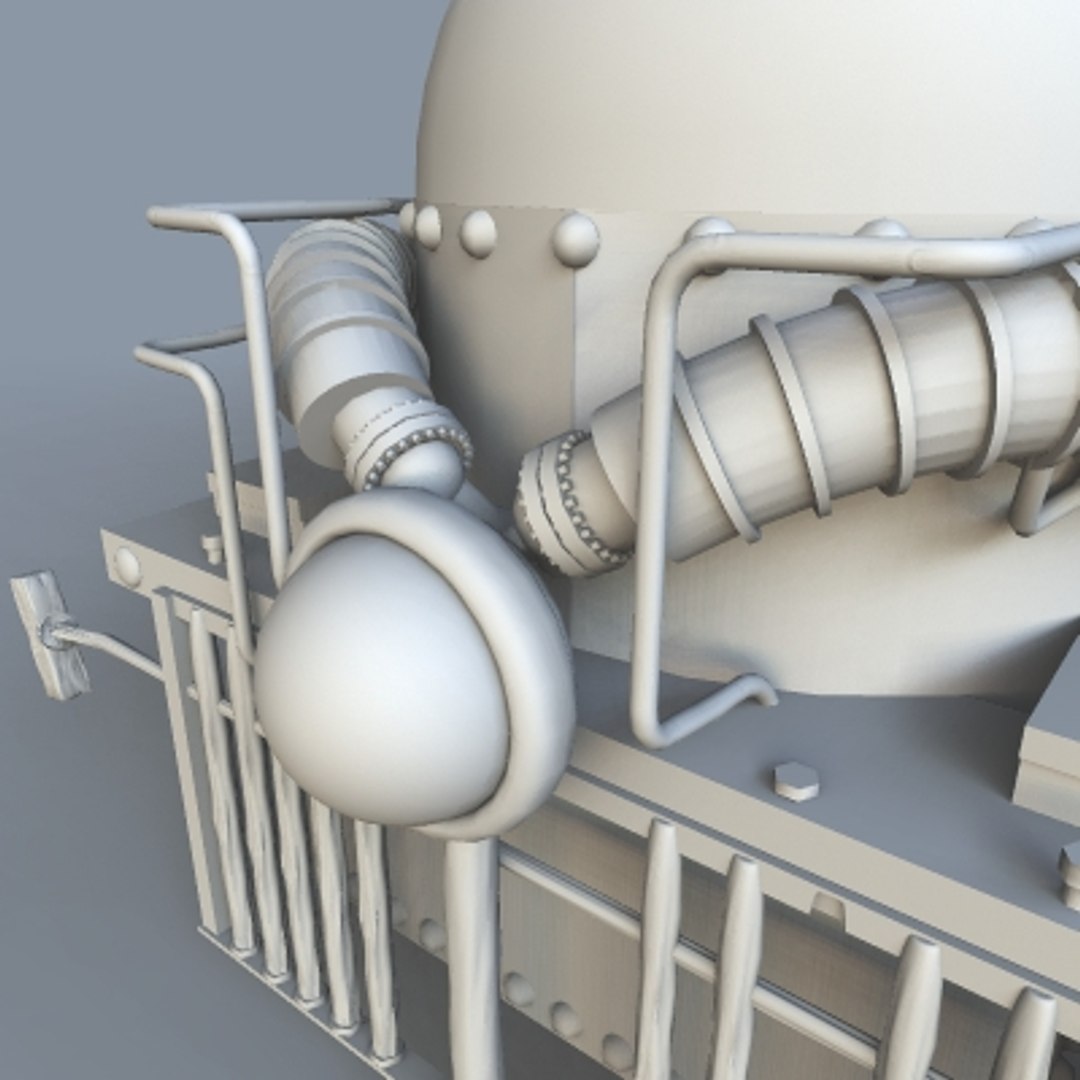 Old Derelict Fantasy Steam Engine 3d Model
