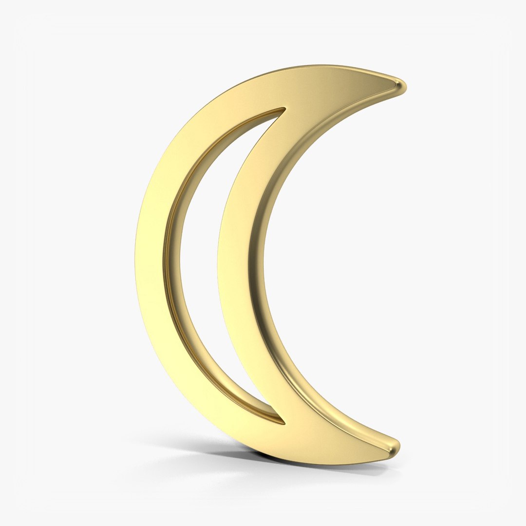 3D model Moon Outline Astrological symbol Gold - TurboSquid 2059660