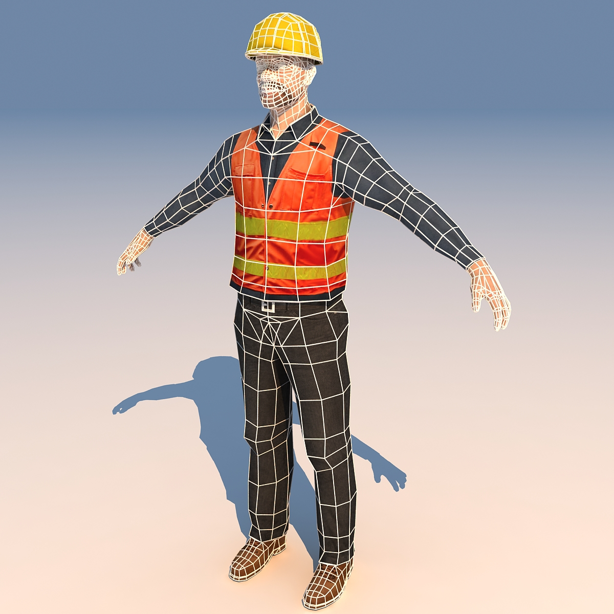 3d construction worker model