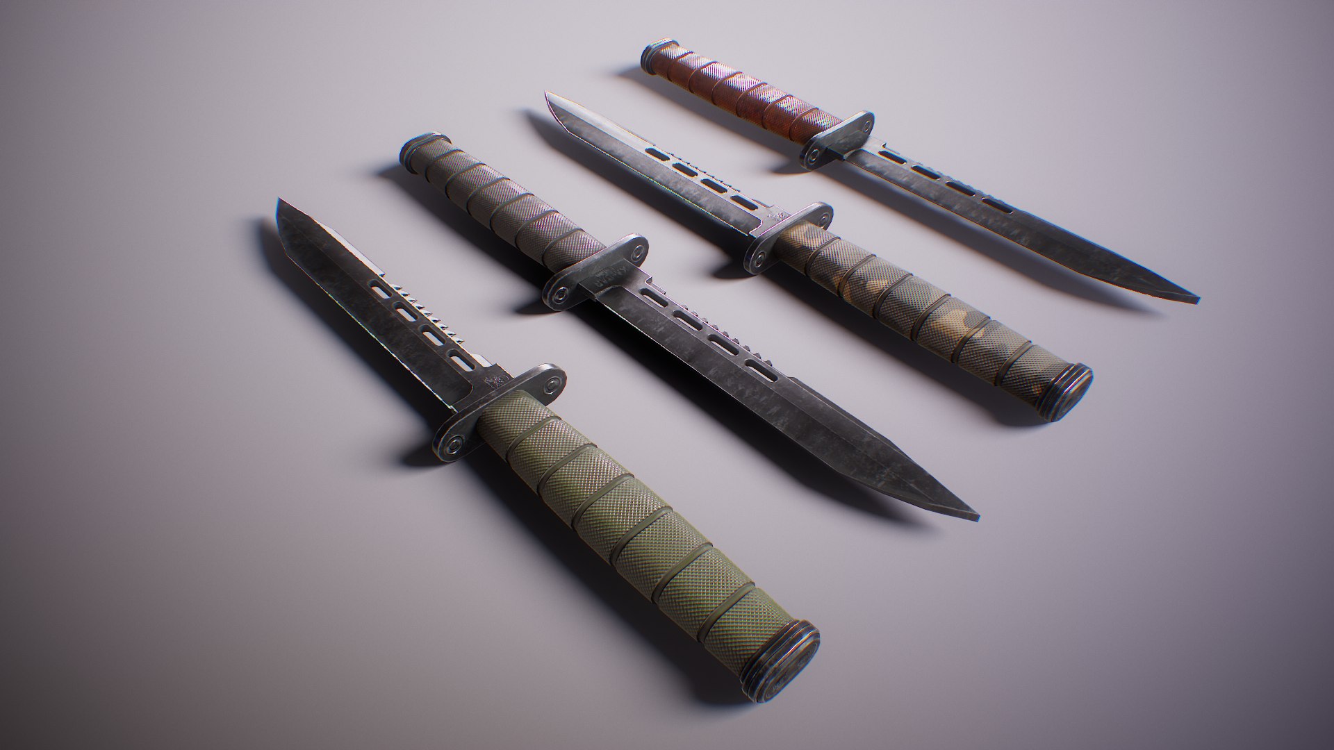 PBR Futuristic Kabar Combat Knife Set Model - TurboSquid 1834207