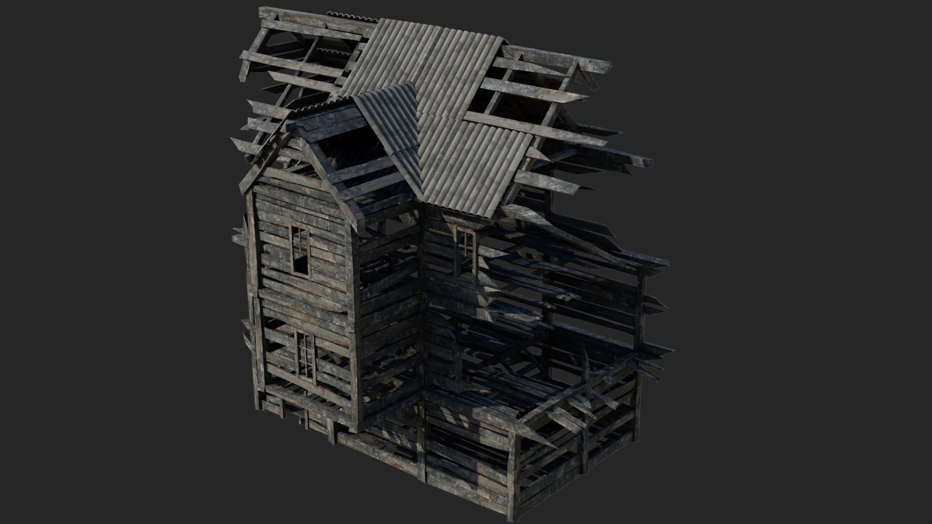 3D Burned And Ruined Wooden Buildings - TurboSquid 2204501