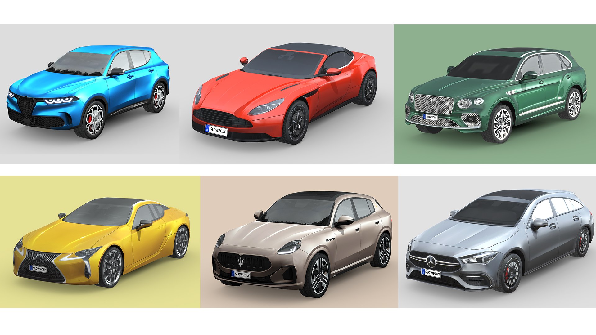 3D Model Low-Poly Car Pack 005 - Luxury Lineup - TurboSquid 2156279