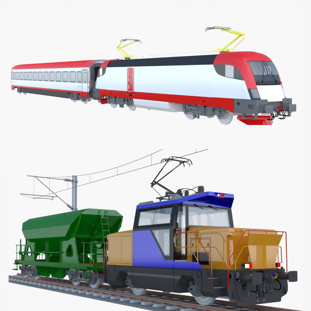 3D Cargo And Passenger Trains - TurboSquid 1950204