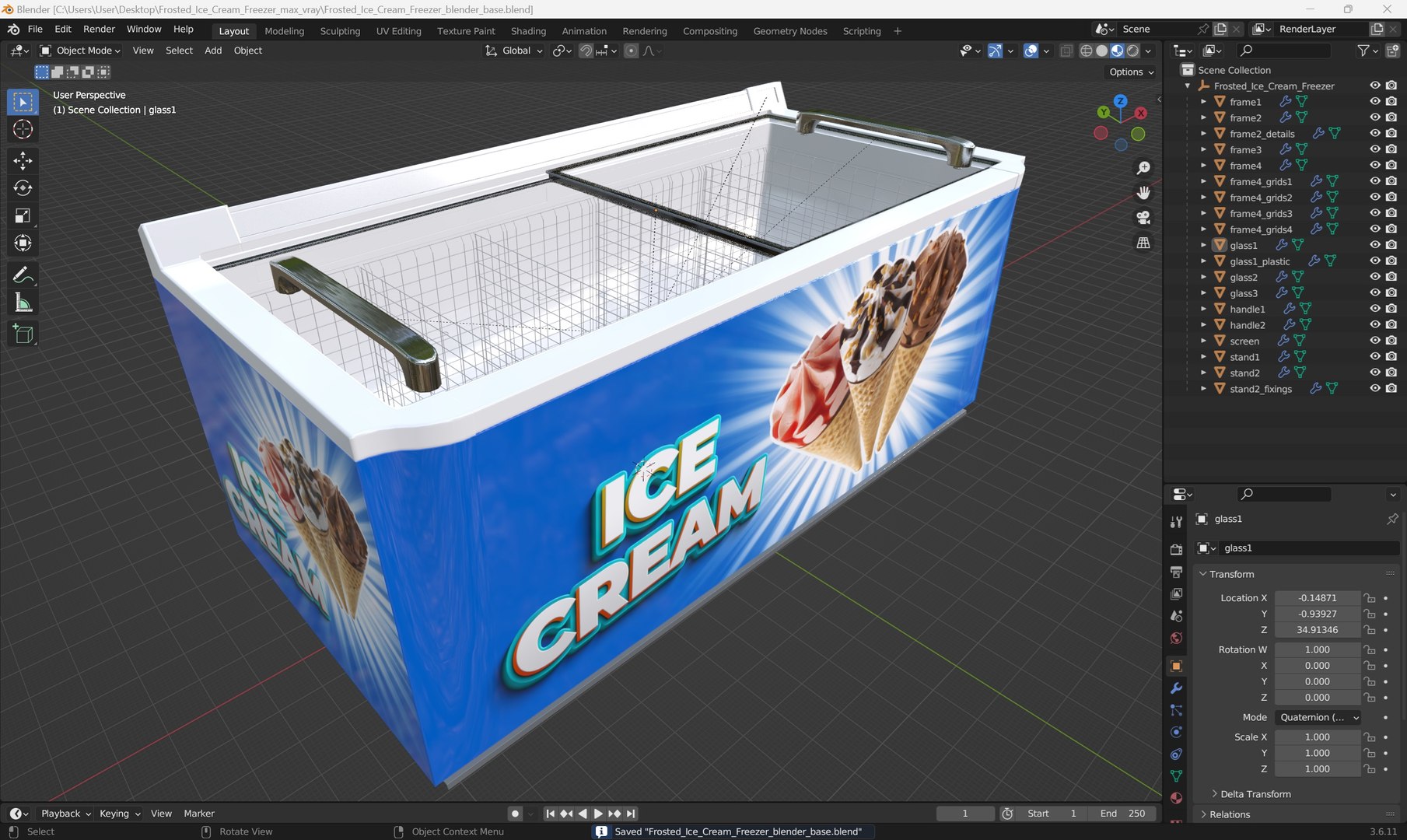 Frosted Ice Cream Freezer 3D Model - TurboSquid 2337772