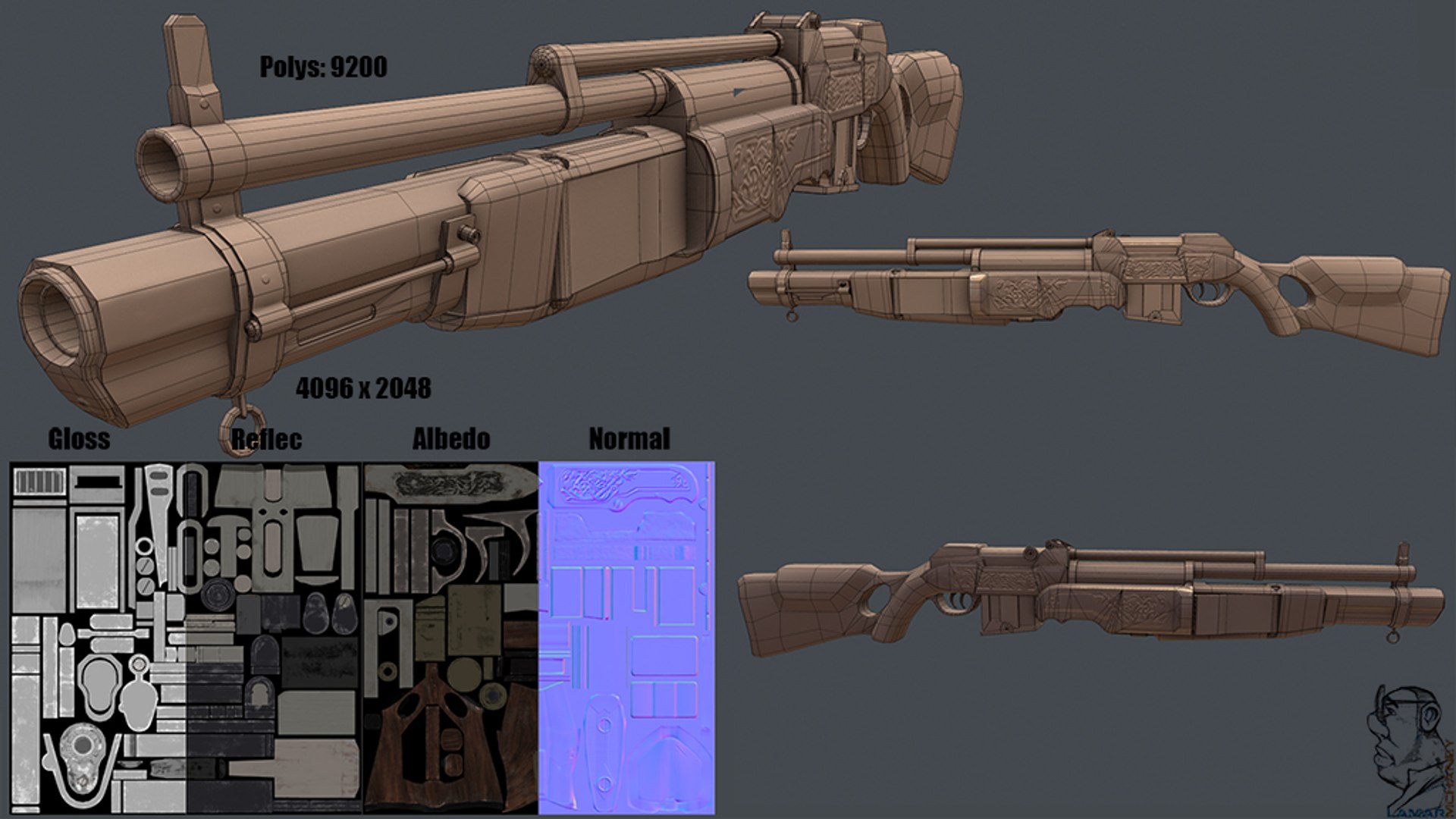 3d model combo rifle comborifle