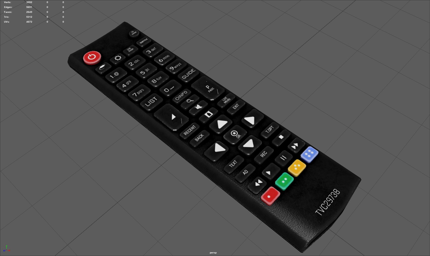 3D Remote Control For TV Model - TurboSquid 2022059