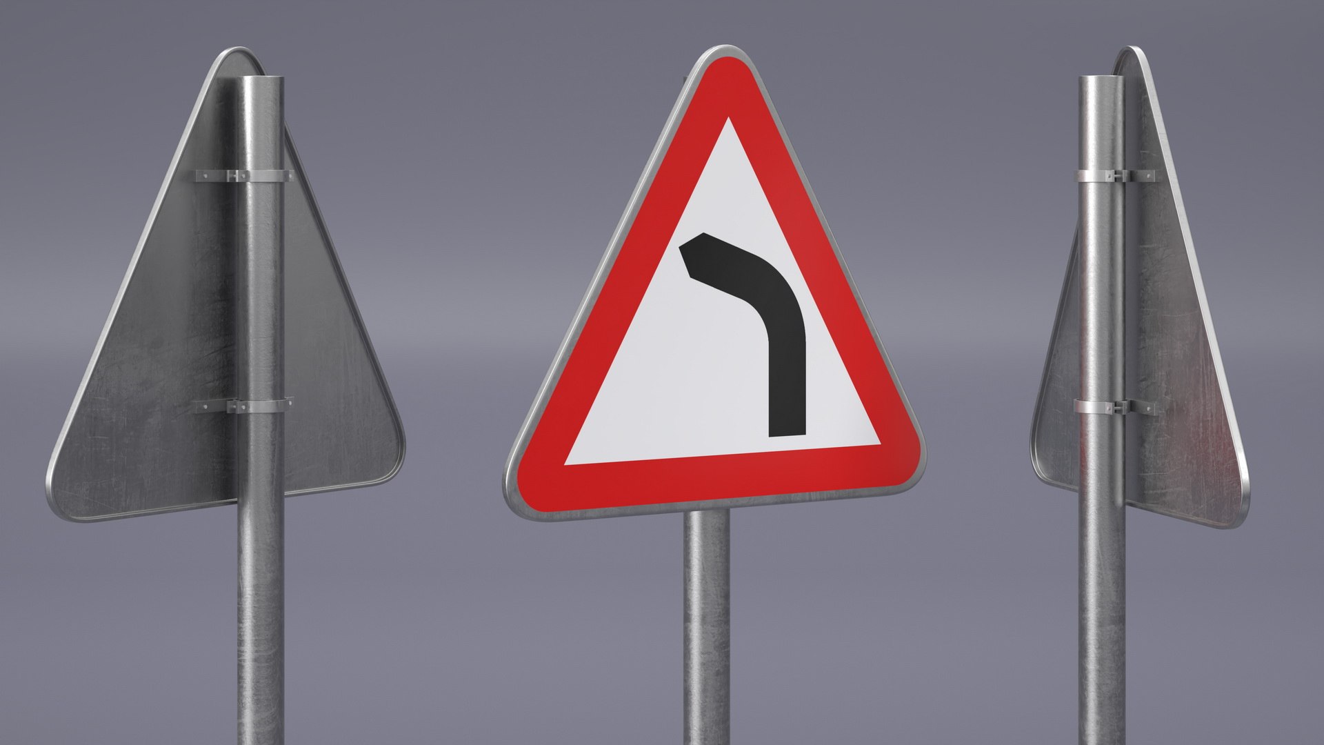 3D Bend To Left Road Sign Model - TurboSquid 2211822