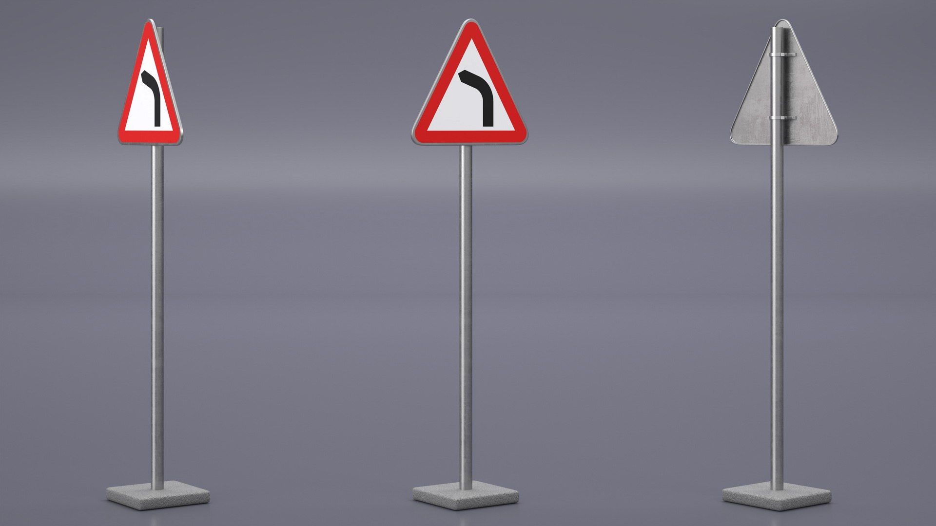 3D Bend To Left Road Sign Model - TurboSquid 2211822