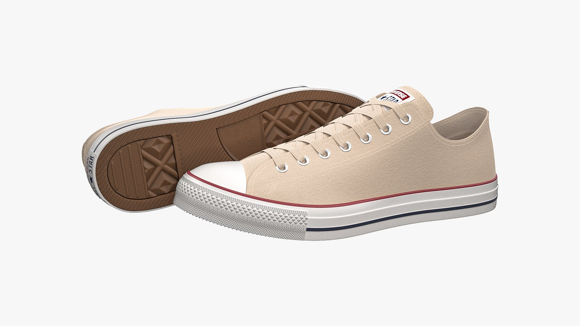 Chuck Taylor All Star Classic Low Top Cream 3D Model - TurboSquid 1944051