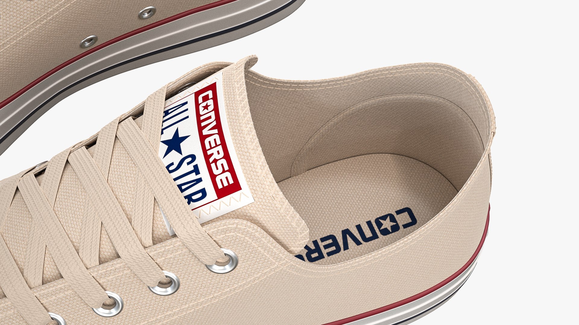 Chuck Taylor All Star Classic Low Top Cream 3D Model - TurboSquid 1944051