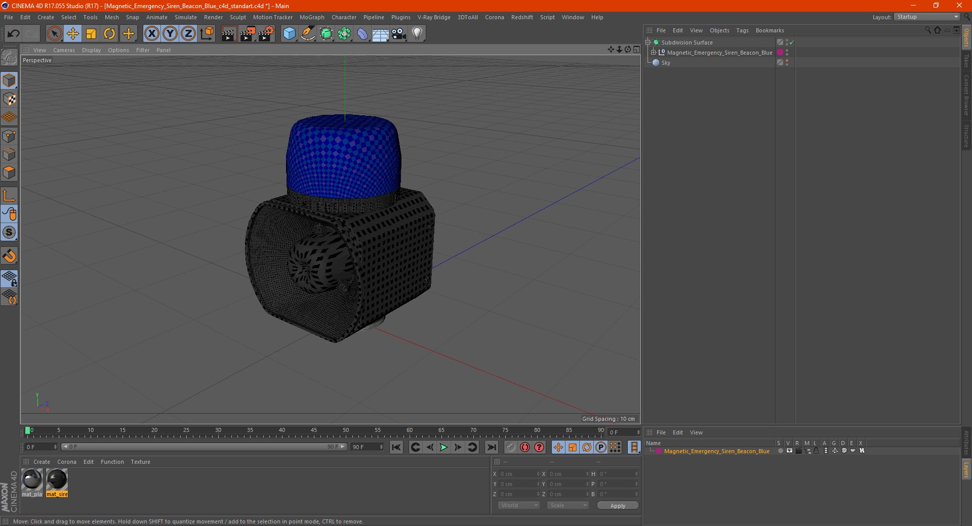 3D emergency siren beacon blue model - TurboSquid 1710052