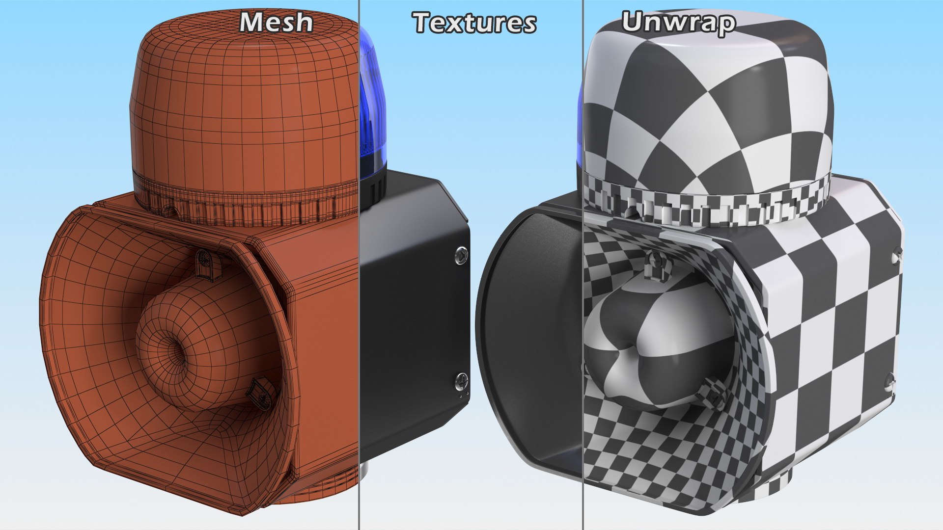 3D emergency siren beacon blue model - TurboSquid 1710052