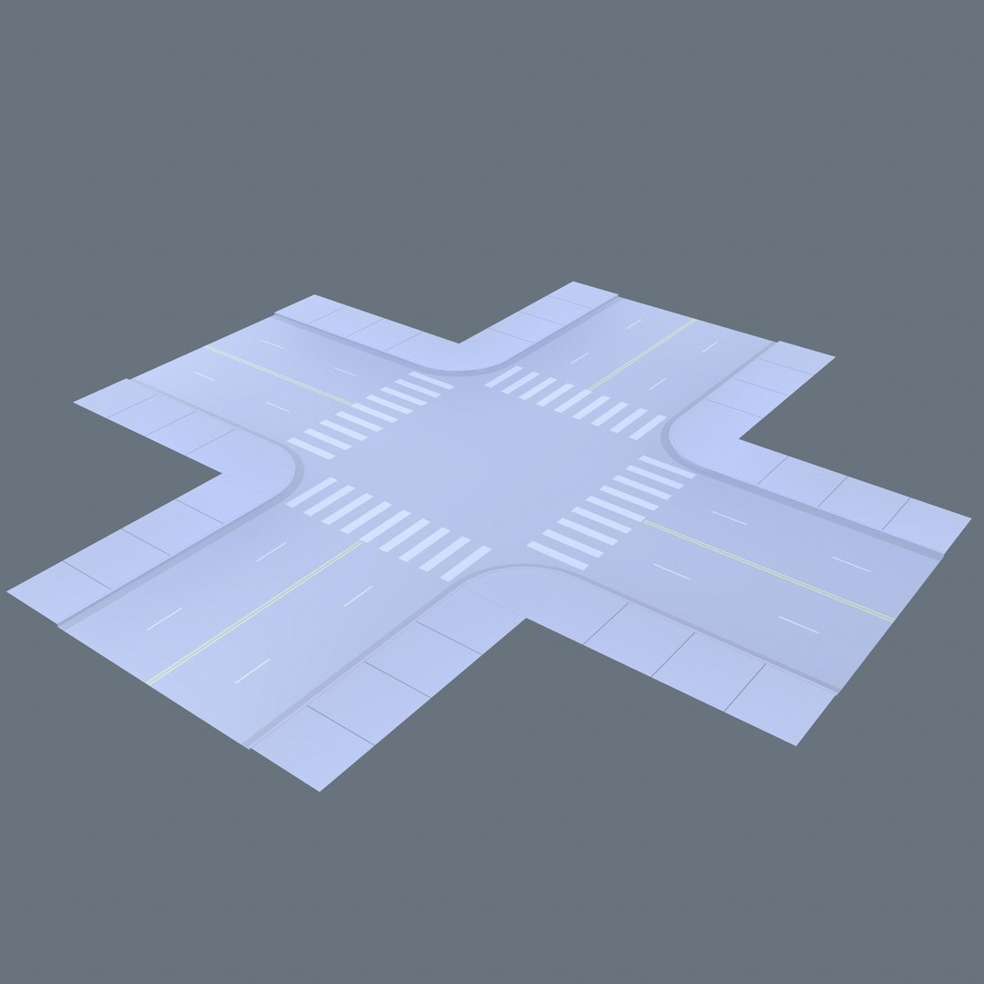 3D Street Straight Intersection - TurboSquid 1437447