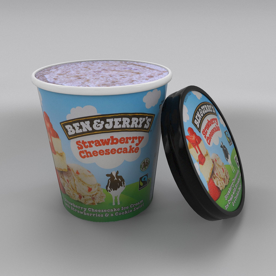 3D Ben And Jerrys Strawberry Cheesecake Ice Cream - TurboSquid 2020409