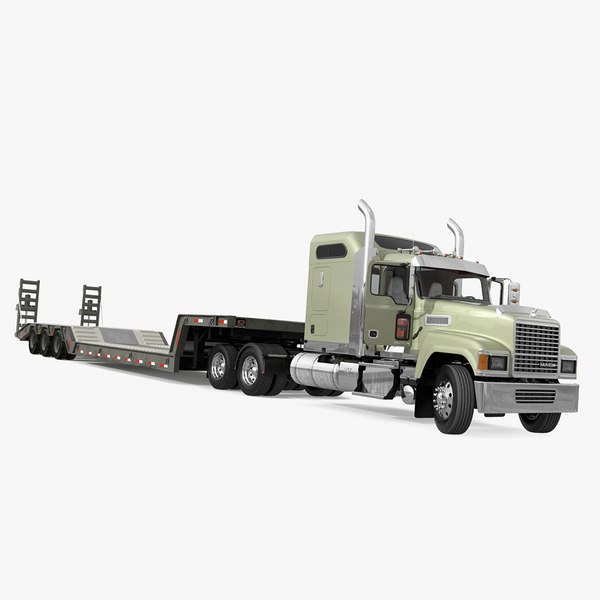 modelo 3d Camión Mack CHU613 con semirremolque de plataforma preparado ...