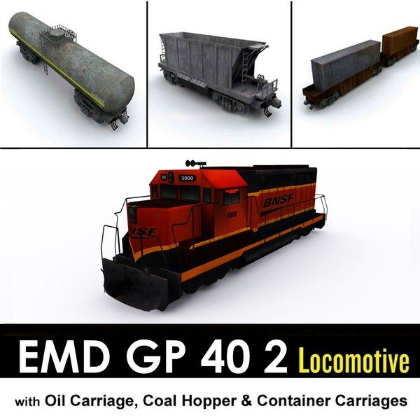 EMD GP 40 com trem de carga Modelo 3D - TurboSquid 2118232