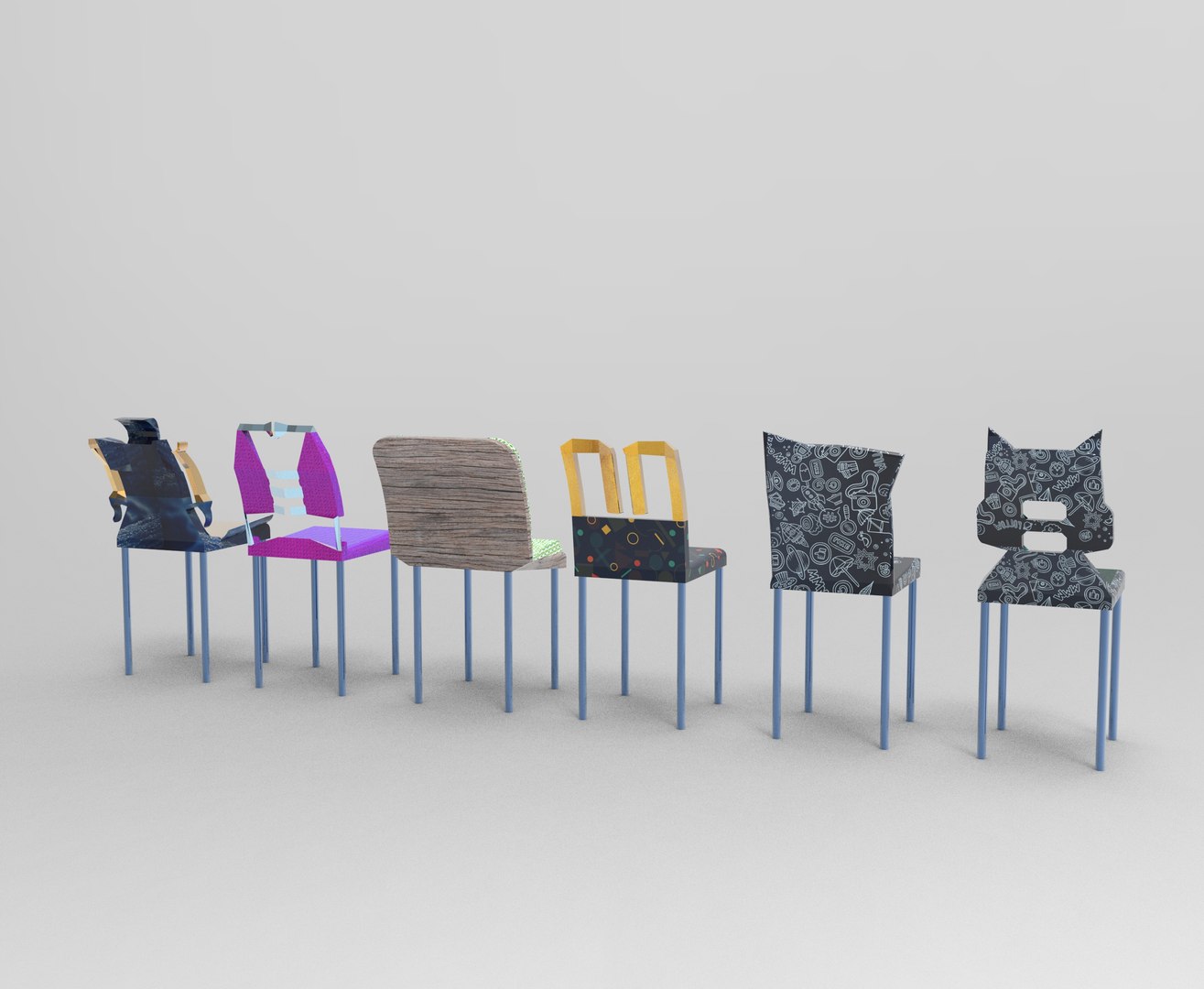 Six Chairs Of Different Designs 3D Model - TurboSquid 1835450