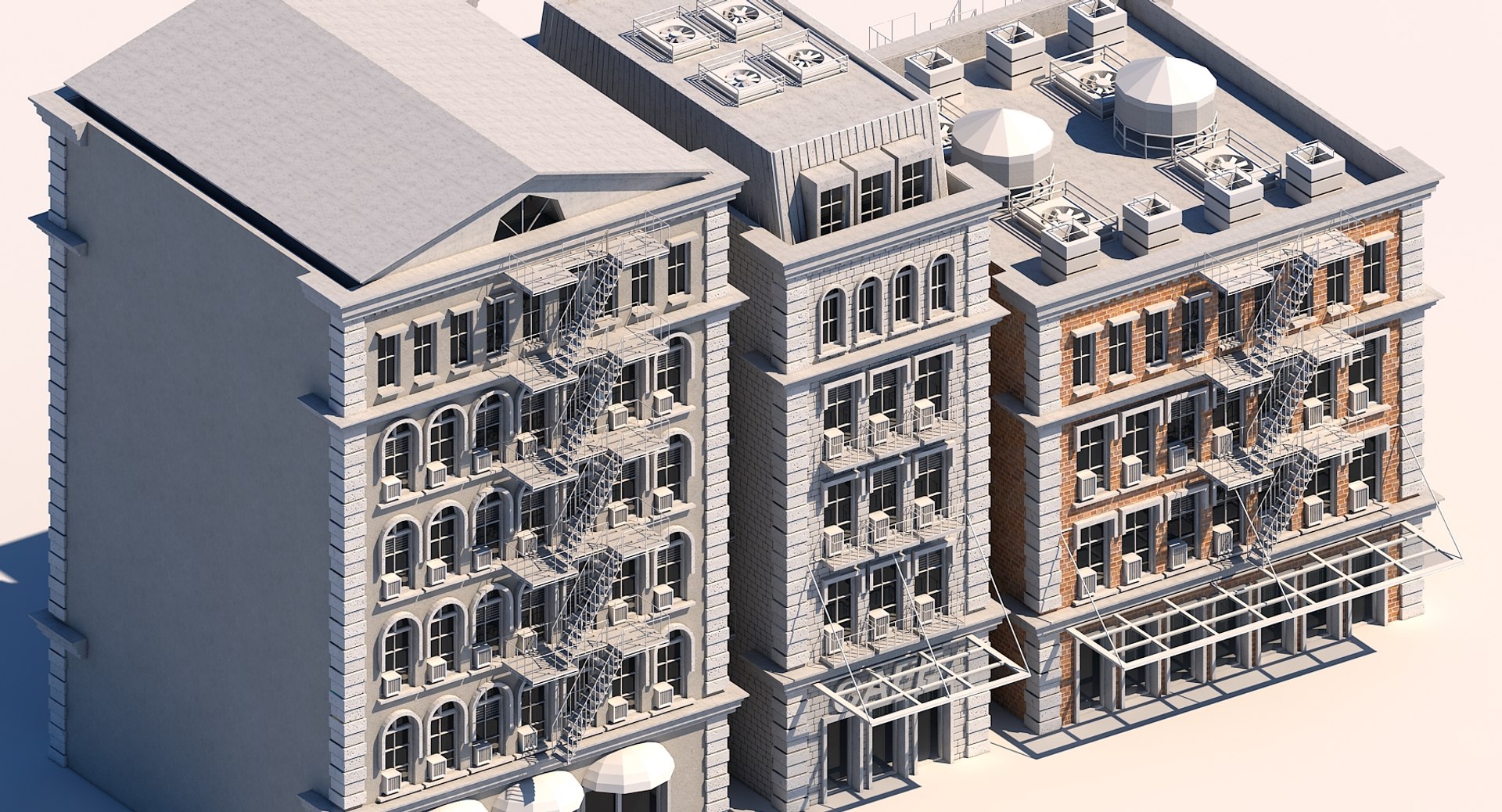 Tenement Buildings 3D Model - TurboSquid 1470716