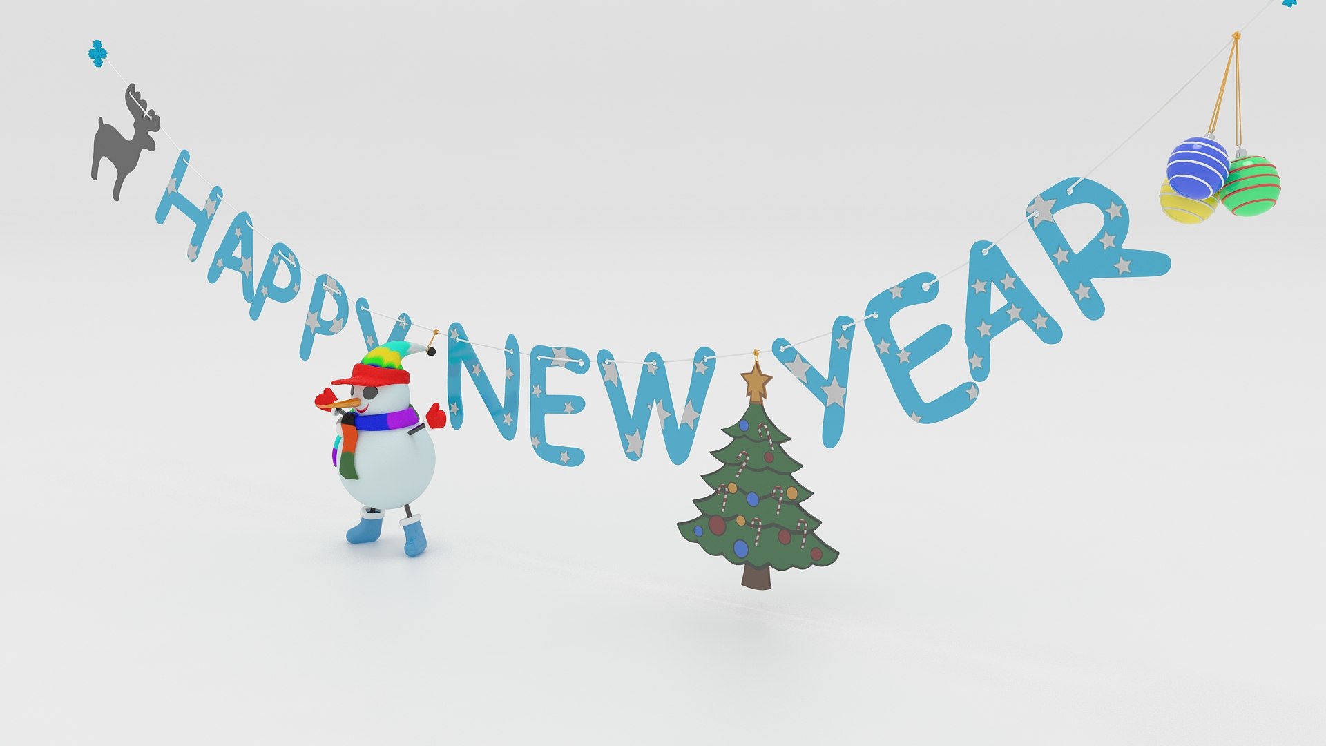 3D Happy New Year - TurboSquid 1488819