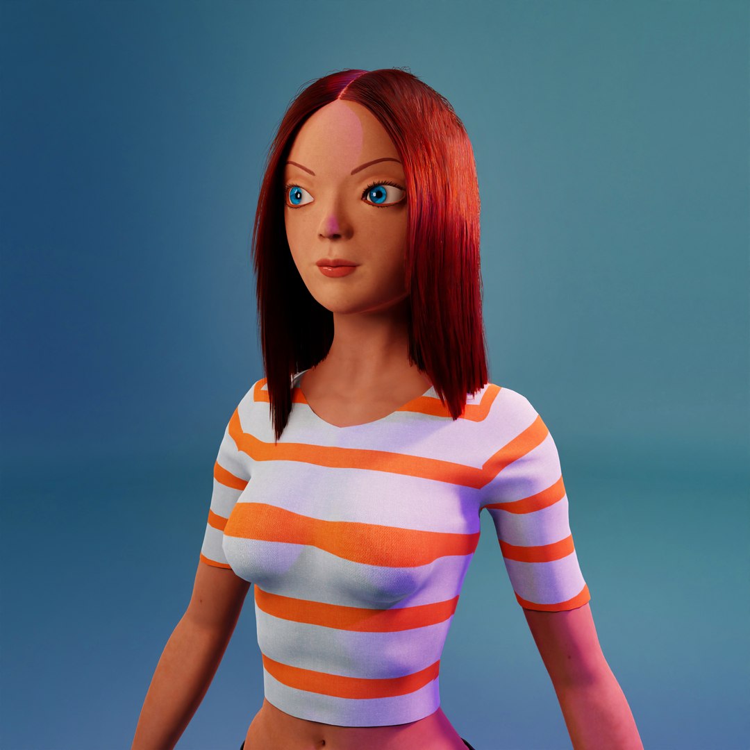3d Cartoon Female Character 3d Model Turbosquid 2010030