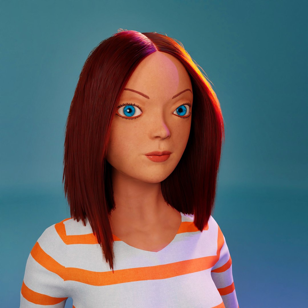 3d Cartoon Female Character 3d Model Turbosquid 2010030 