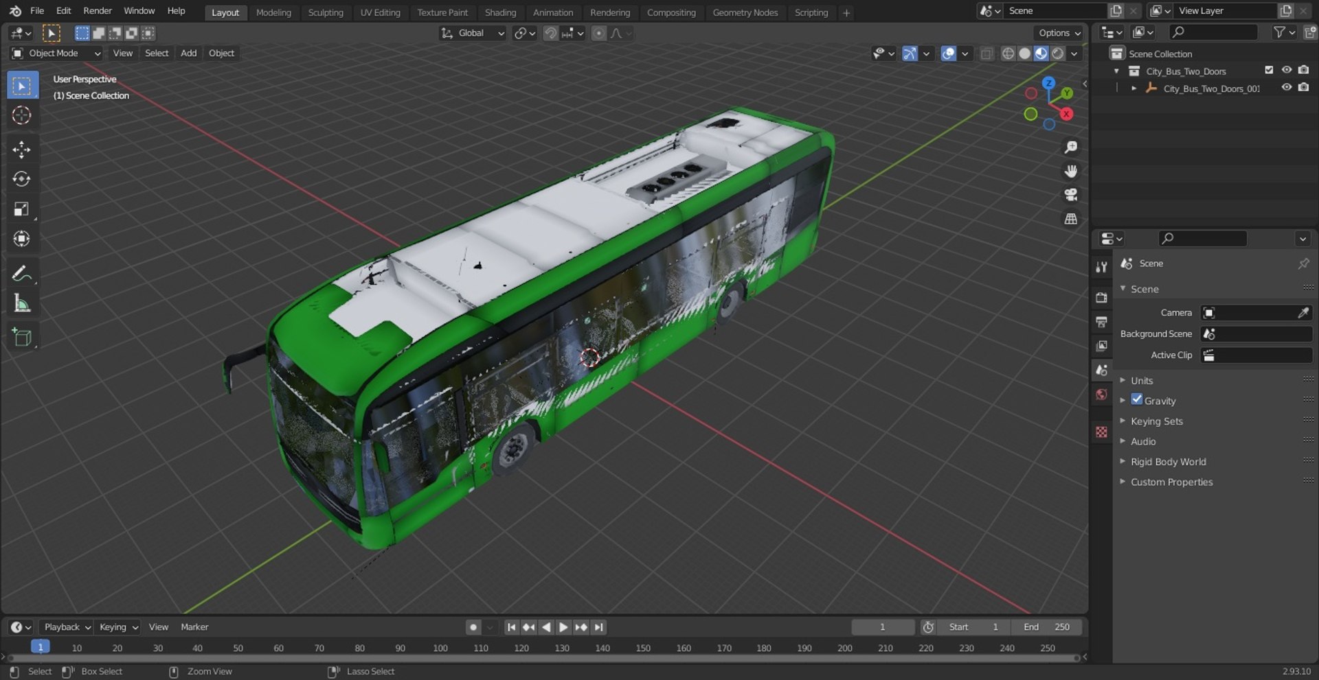 3D Model City Bus Two Doors - TurboSquid 1953131