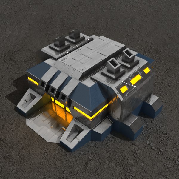3d factory sci-fi building model