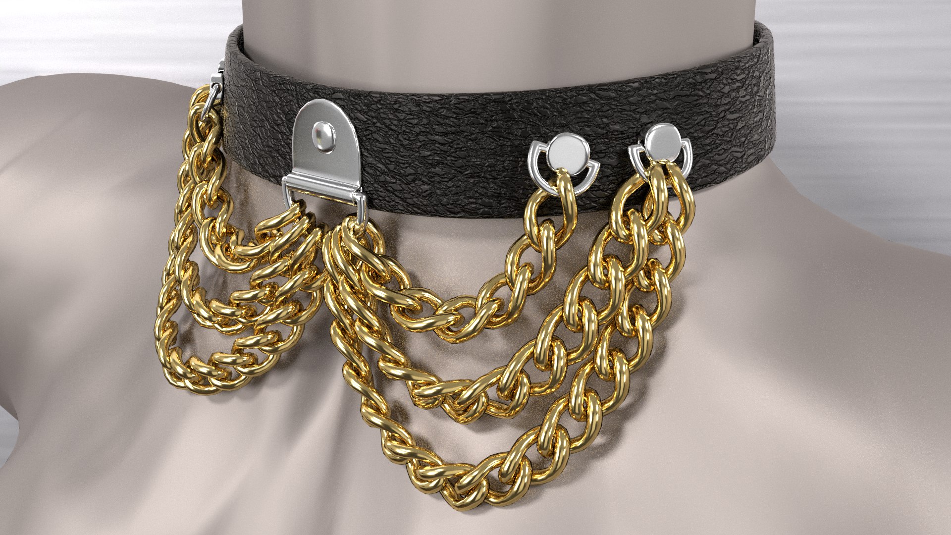 3D Neck Jewelry With Chains - TurboSquid 1809641