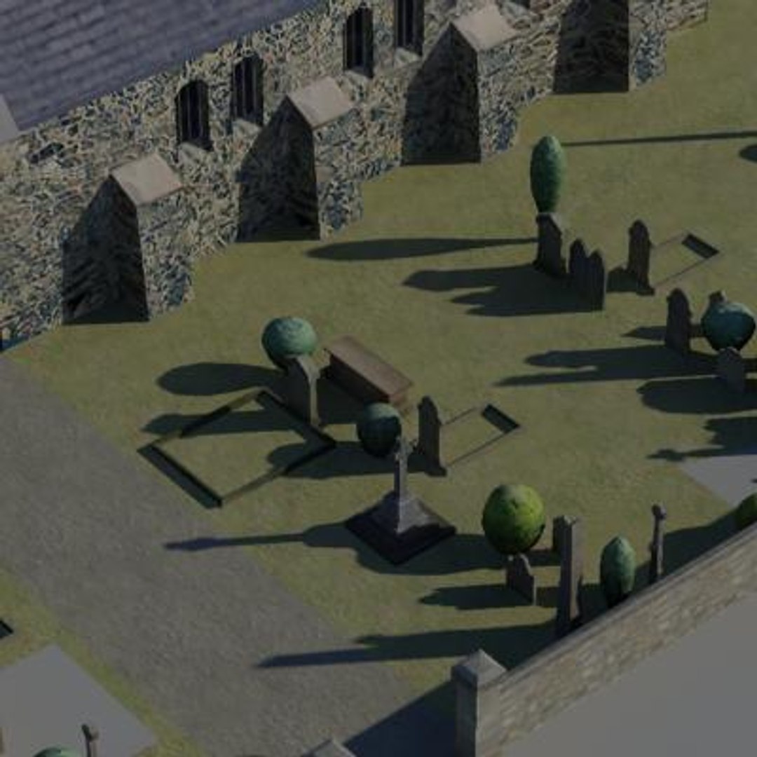 Church Graveyard Building 3d Model