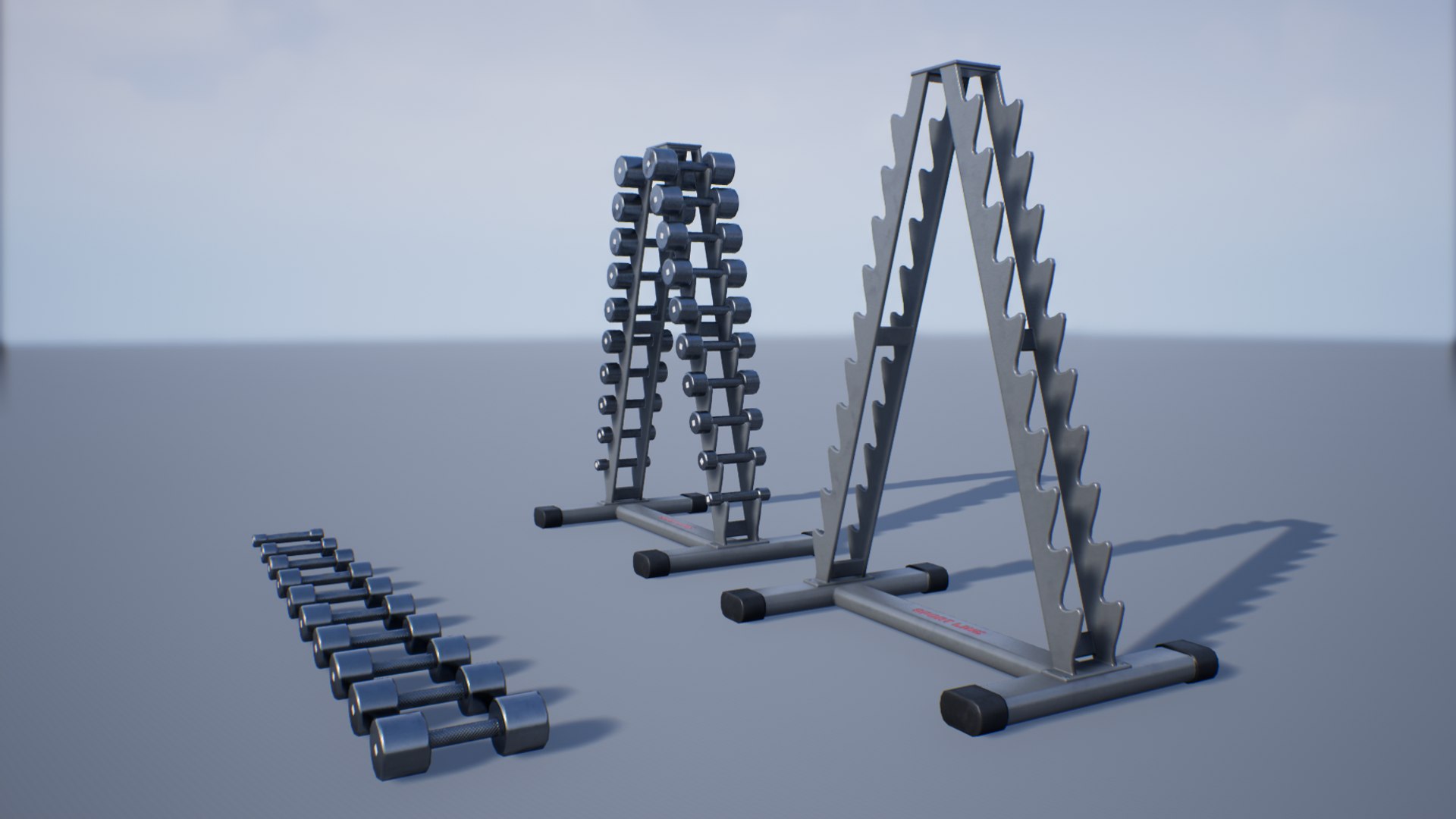 3D model pbr chrome dumbbell rack - TurboSquid 1338499