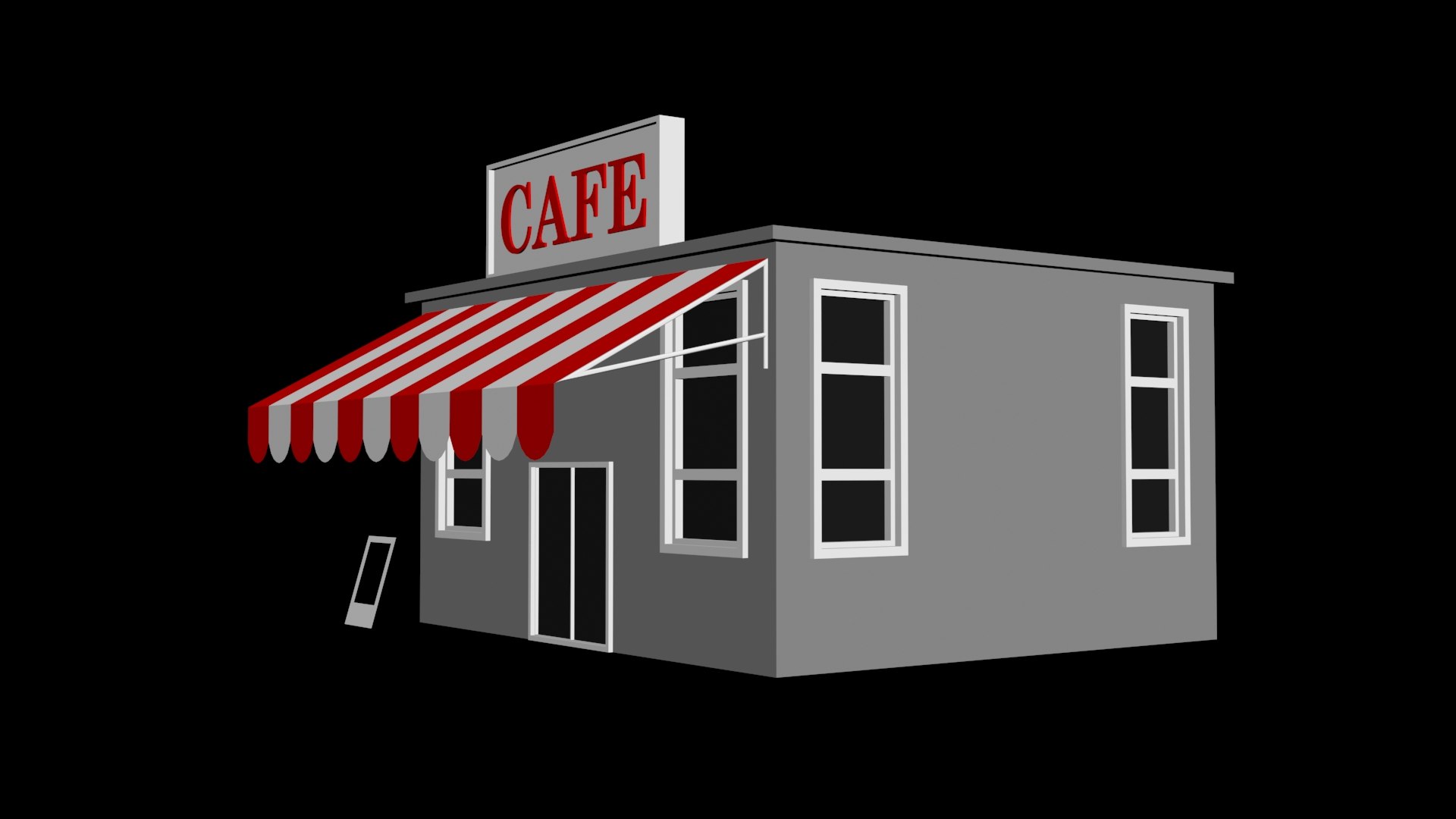 Low Poly Cafe Isographic 2.5D-3D Model - TurboSquid 1737600