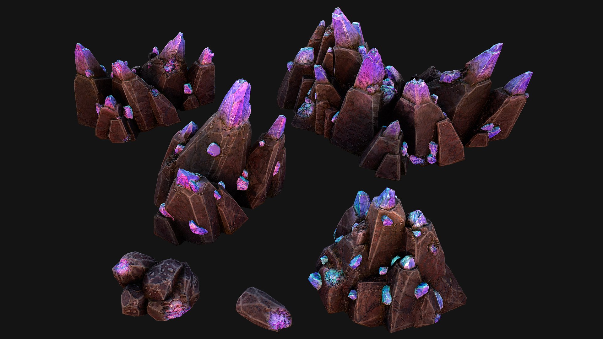 Crystal Obsidian Rocks Mineral 3D Model - TurboSquid 2309275