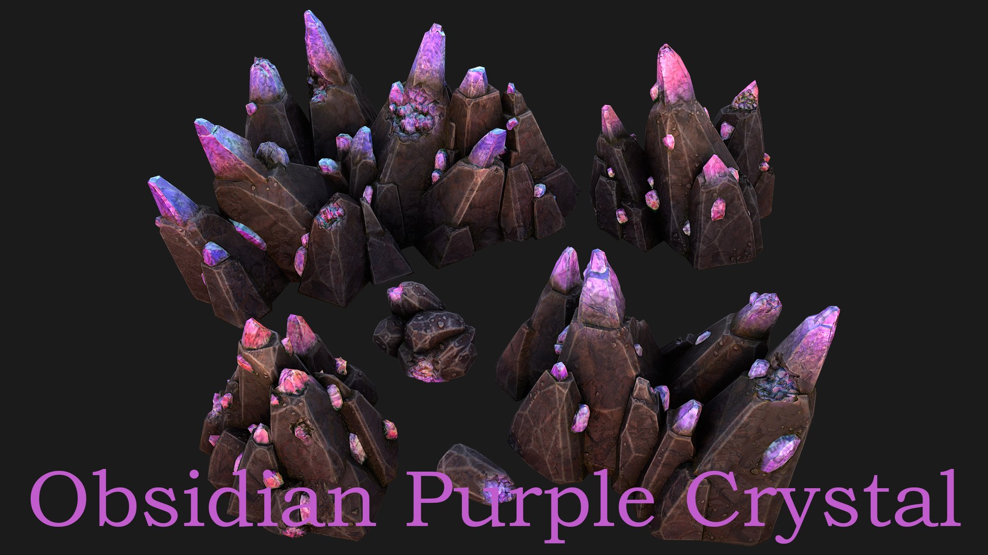 Crystal Obsidian Rocks Mineral 3D Model - TurboSquid 2309275