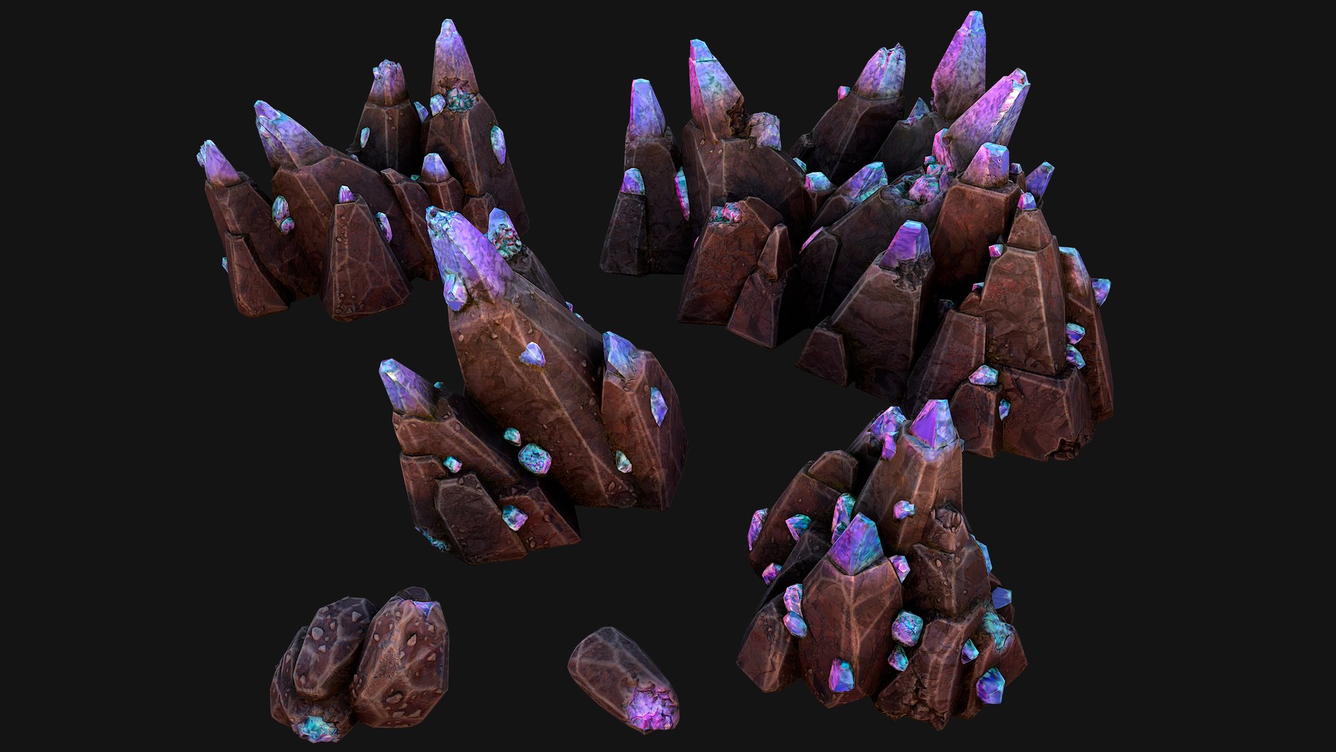 Crystal Obsidian Rocks Mineral 3D Model - TurboSquid 2309275