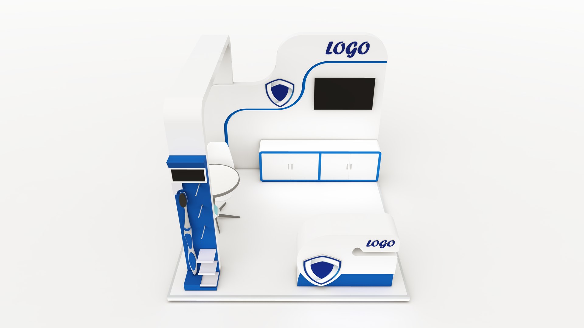 Booth 3x3 Toothbrush For 3 Open Side 3D Model - TurboSquid 2233018