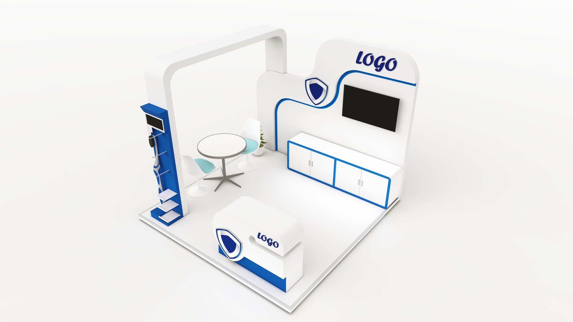 Booth 3x3 Toothbrush For 3 Open Side 3D Model - TurboSquid 2233018