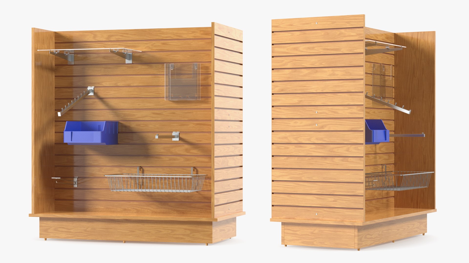 Display Stand Slatwall With Shelves Light Wood 3D Model - TurboSquid ...