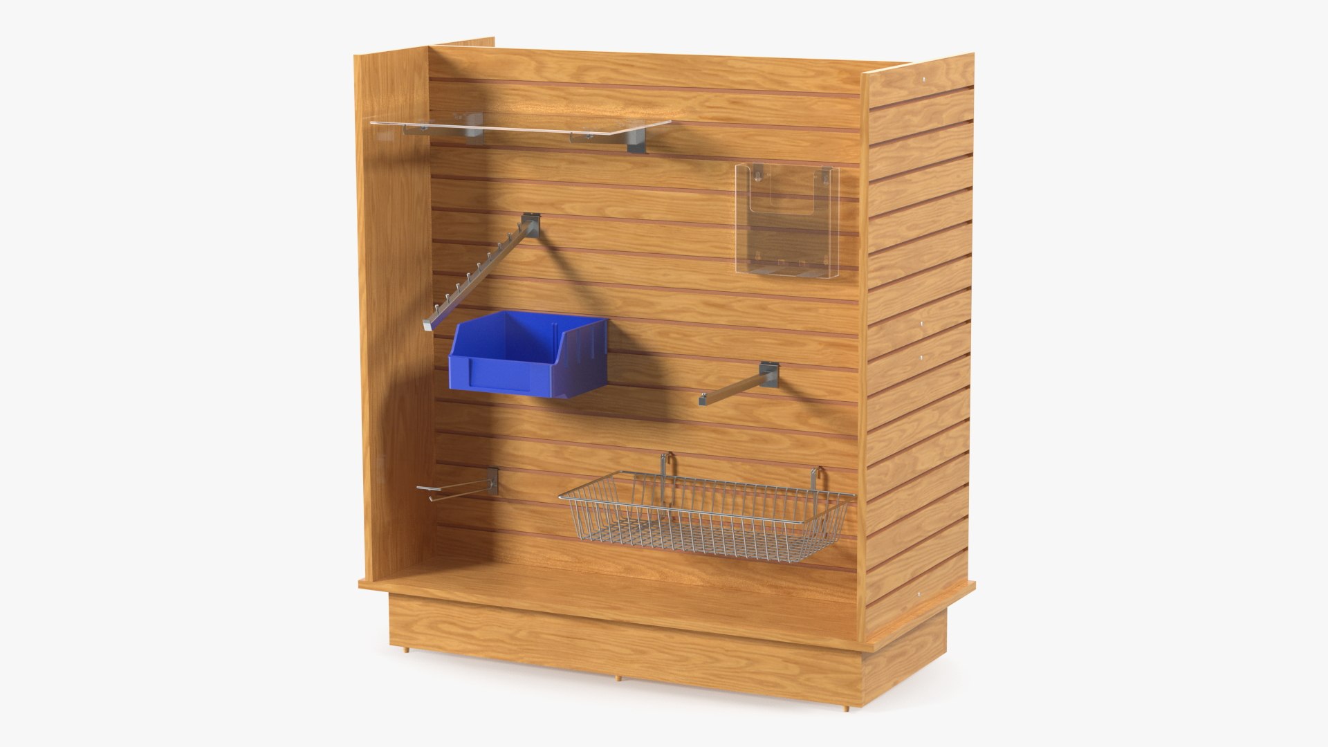 Display Stand Slatwall with Shelves Light Wood 3D model - TurboSquid ...