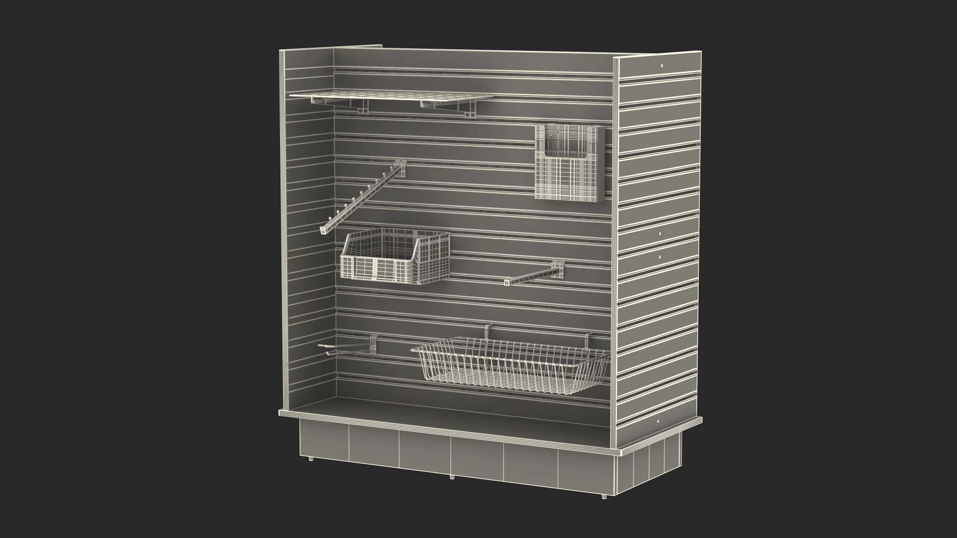 Display Stand Slatwall With Shelves Light Wood 3D Model - TurboSquid ...