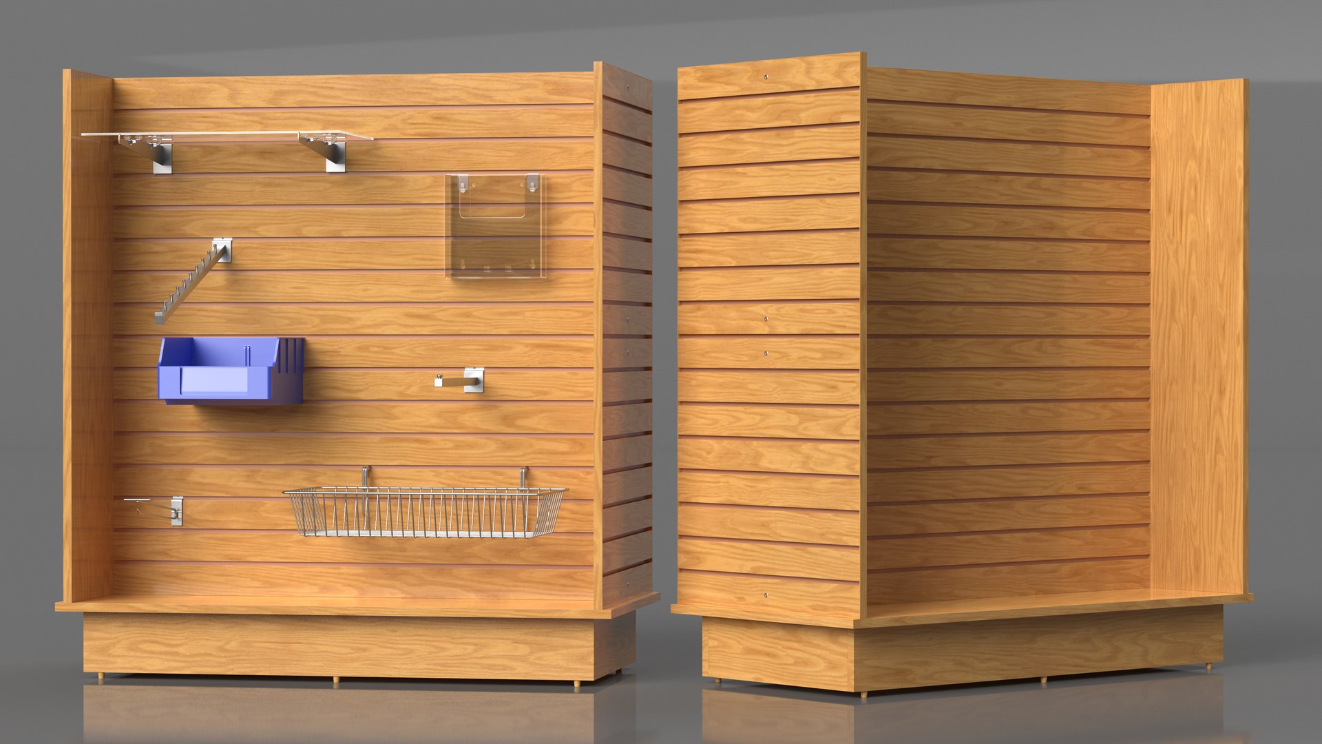 Display Stand Slatwall With Shelves Light Wood 3D Model - TurboSquid ...